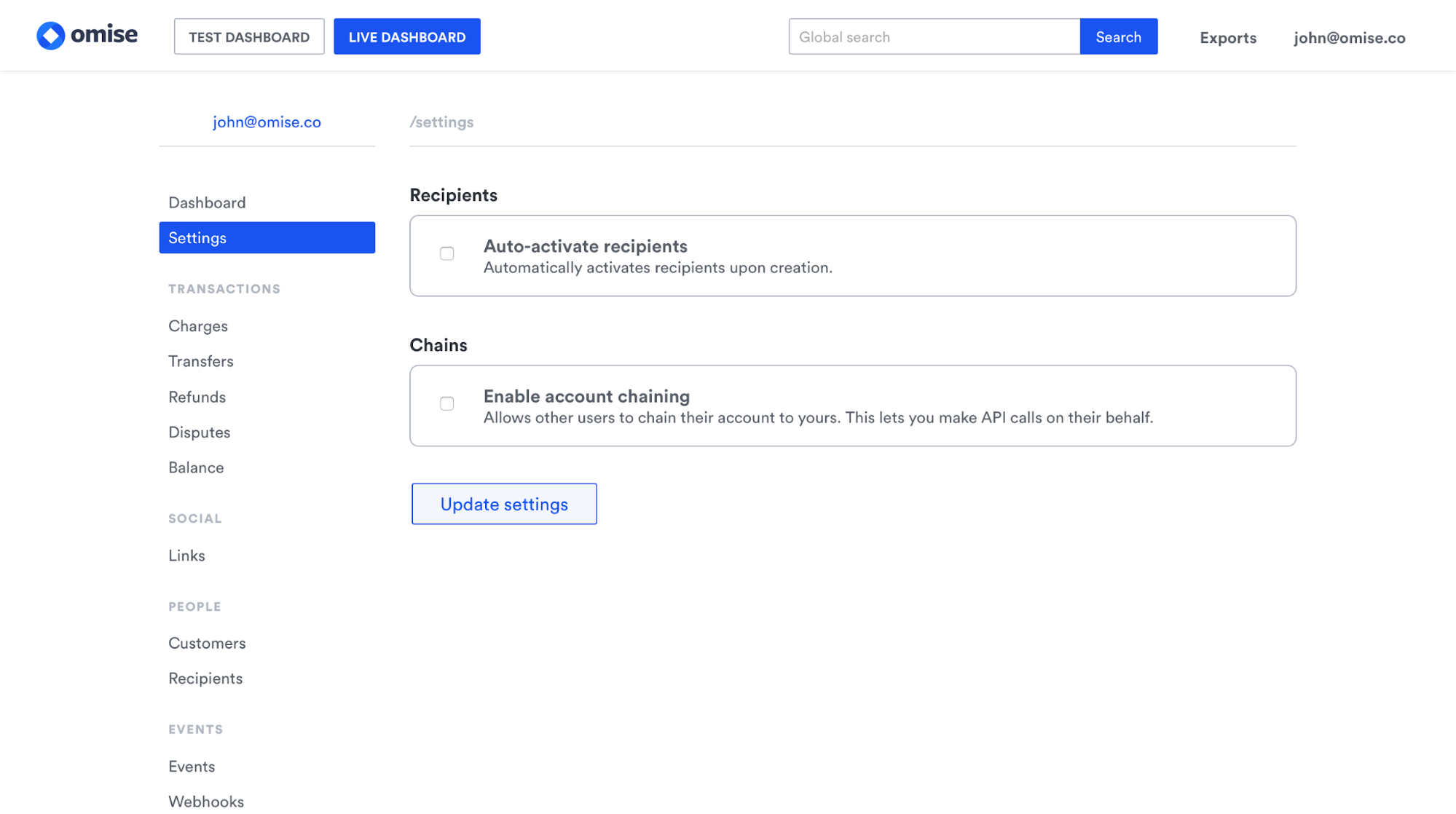 OpnPayments How Do I Enable Account Chaining 